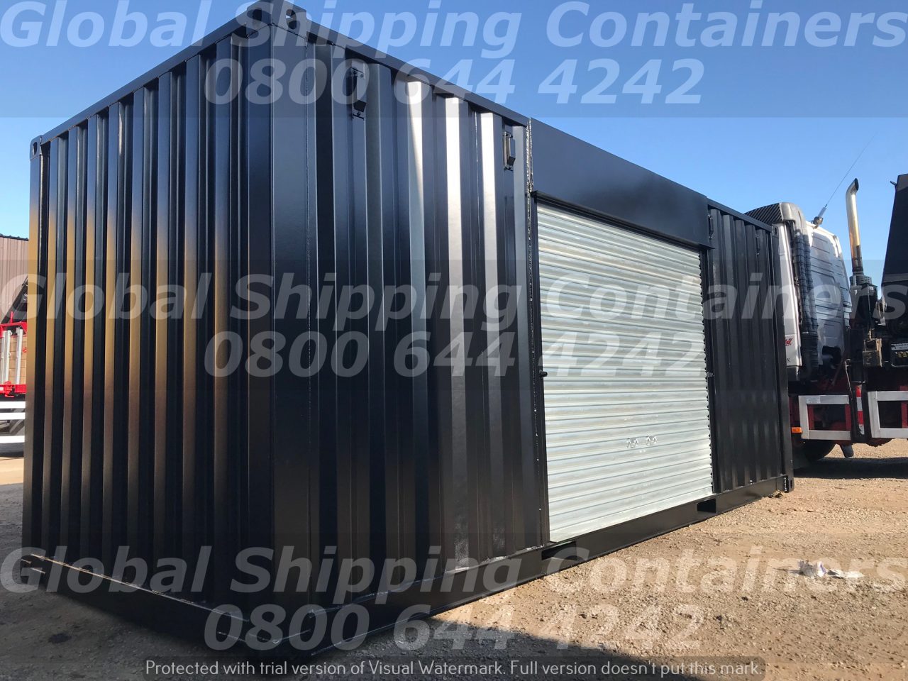 20ft x 8ft Black Roller Shutter Shipping Container | www ...