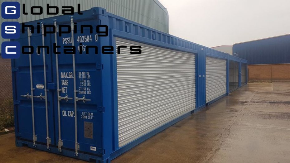 40ft x 8ft Blue Roller Shutter Shipping Container | www ...