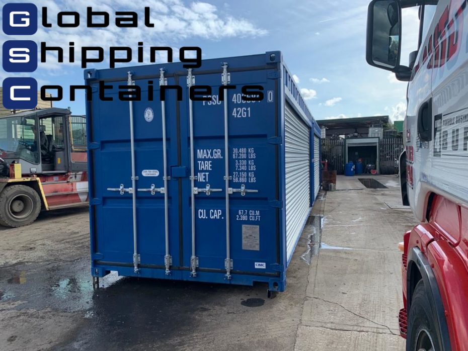 40ft x 8ft Blue Roller Shutter Shipping Container | www ...