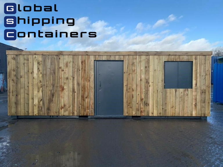 21ft x 9ft Cladded Shipping Container Office With Vertical Cladding ...